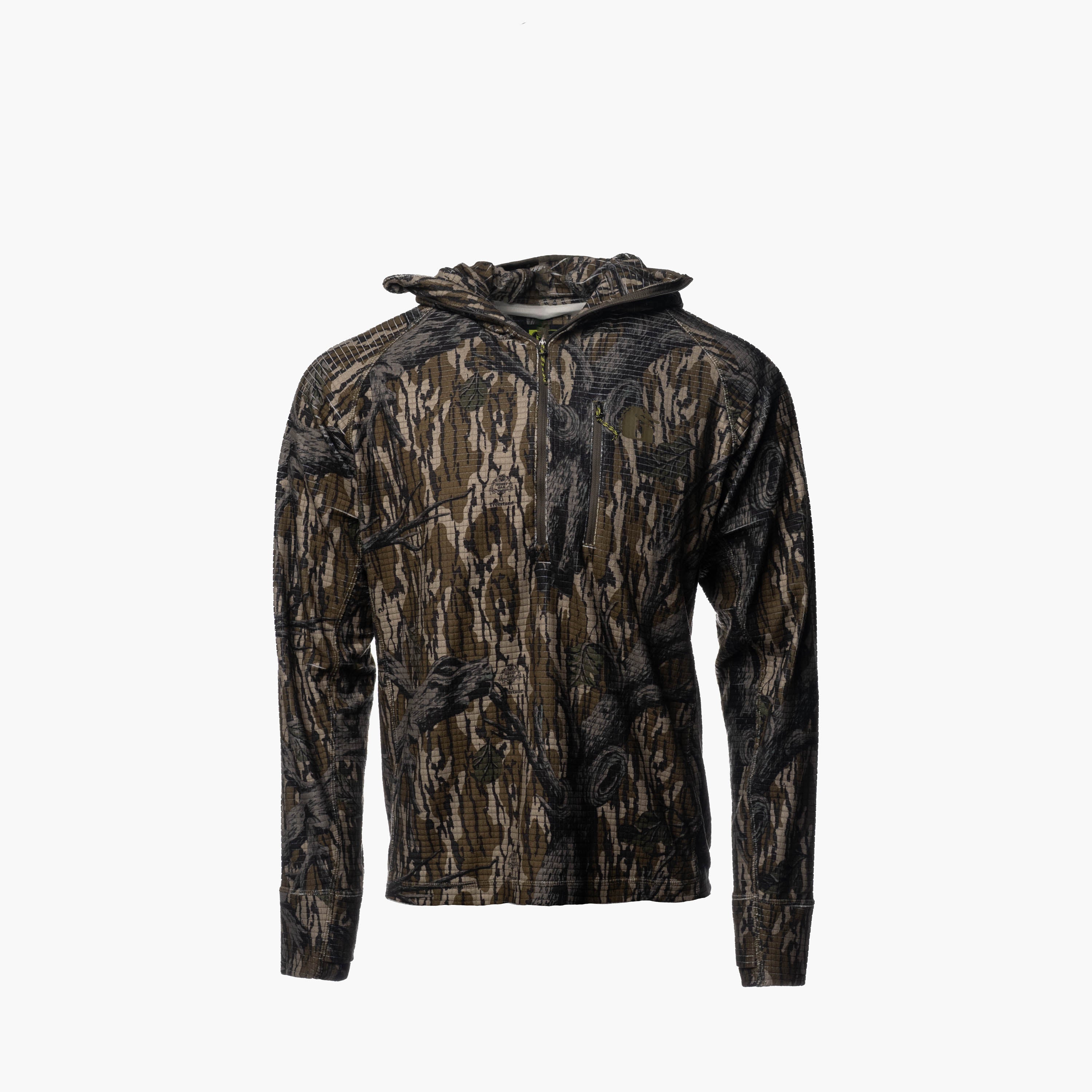 Gator Waders Mens Mossy Oak Treestand Waypoint Grid Fleece 1/2 Zip Hoo